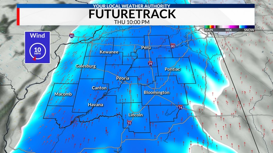 Clipper system to bring a thump of snow to central Illinois Thursday night