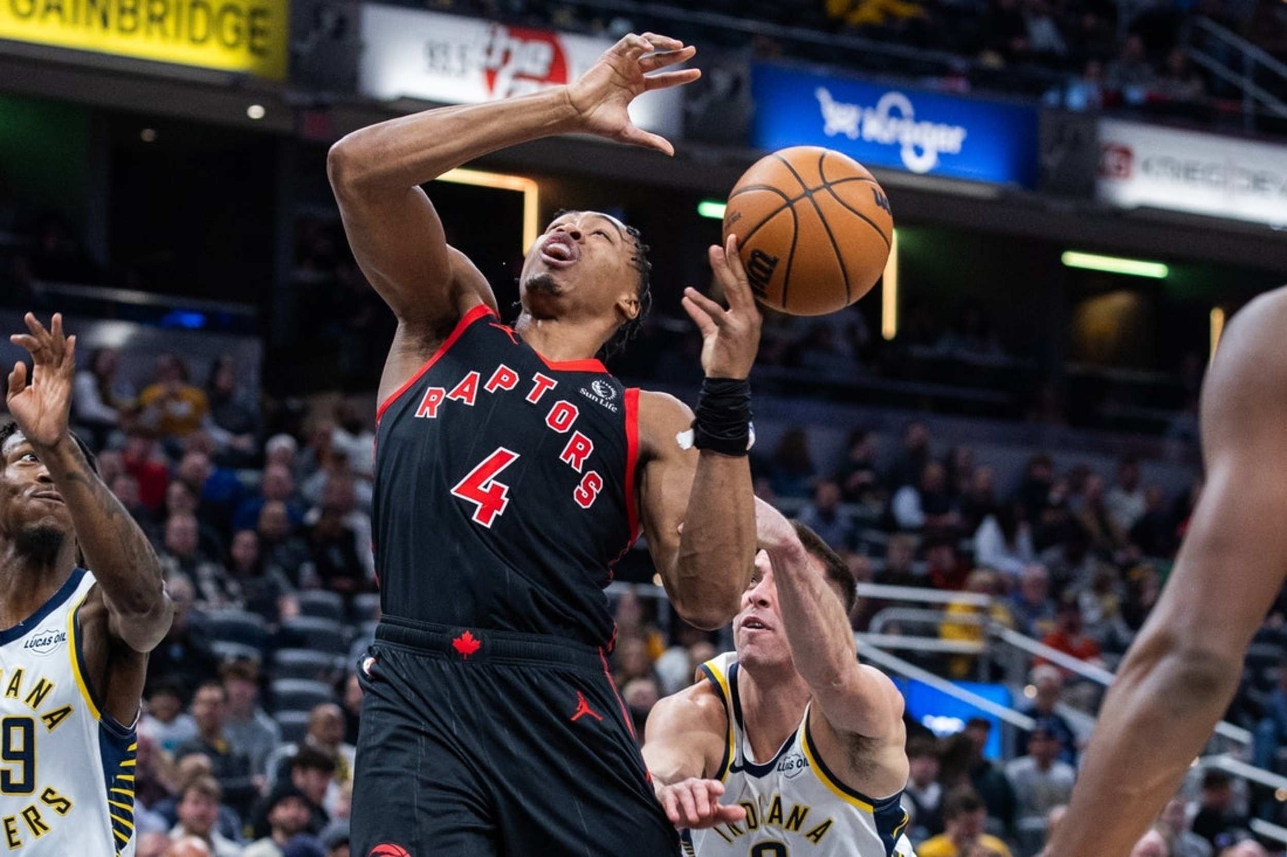 Raptors erupt early, stave off Pacers' late charge