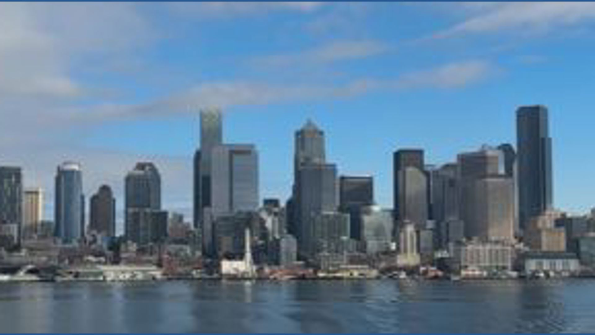 Sunny skies over Seattle from Bainbridge Island ferry