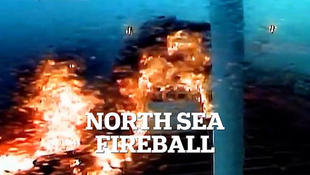 Moment fireball erupts after two ships collide in North Sea