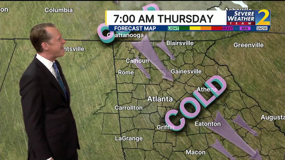 Stray showers on Wednesday night as cold temps move in Thursday morning