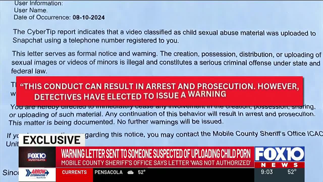 Exclusive: Warning letter sent to someone suspected of uploading child porn