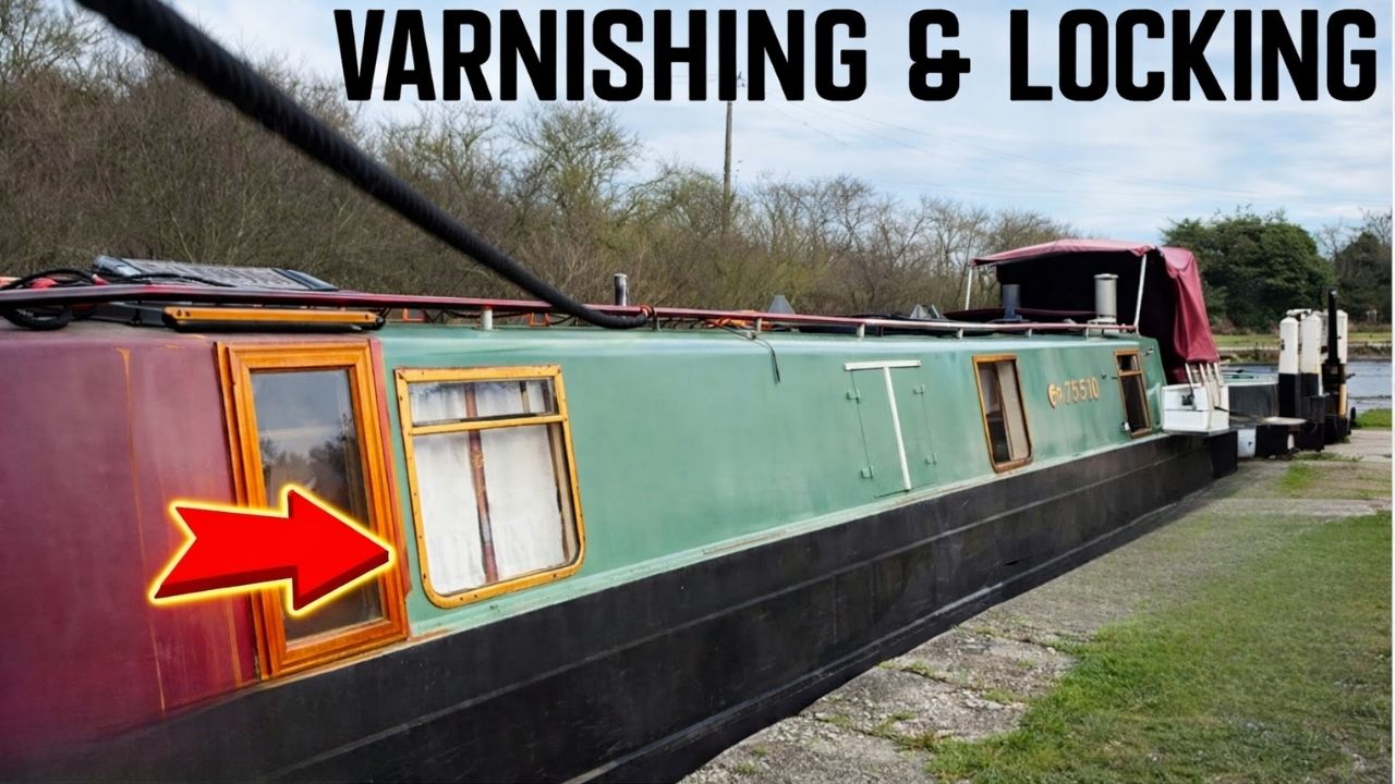 Protecting & varnishing internal walls | Marsworth Lock Flight