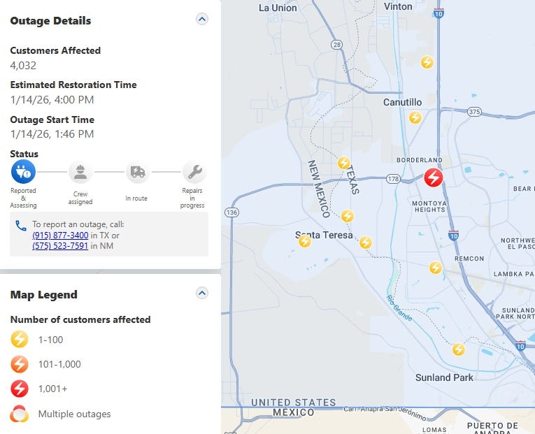 El Paso Electric power outage affects over 4k customers in West El Paso