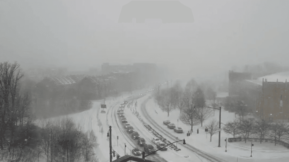 Road conditions becoming treacherous as lake effect snow falls