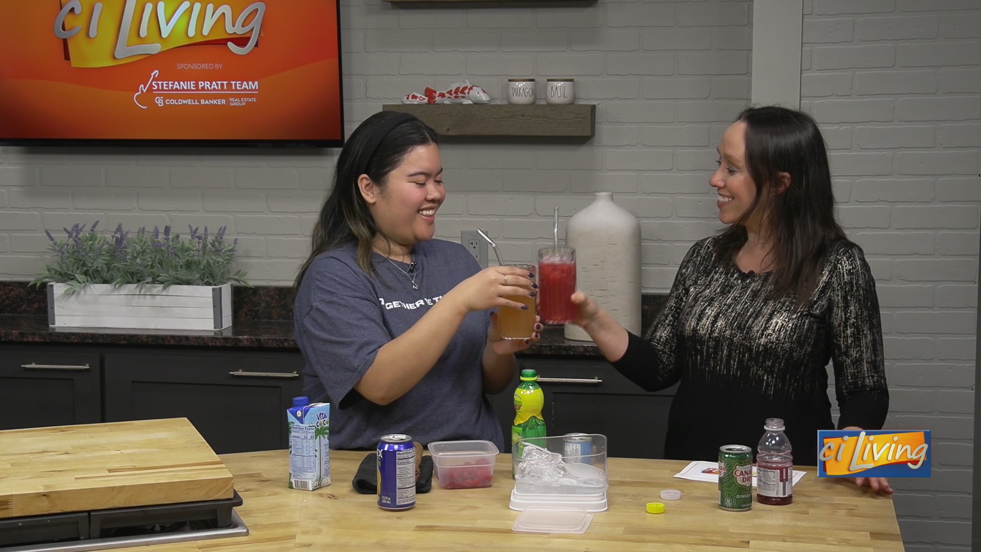 Raspberry spritz & triple tropical sunset mocktail recipes