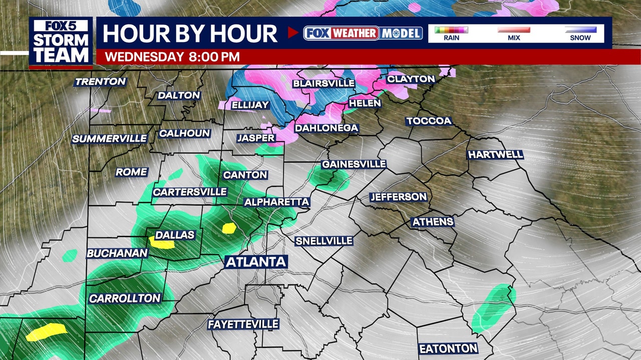 Snow in North Georgia: Arrival timing, accumulation, and sub-zero wind ...