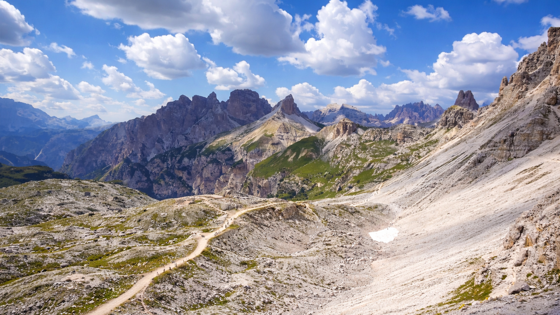 Dolomites Tre Cime di Lavaredo scenic mountain trail (4K)