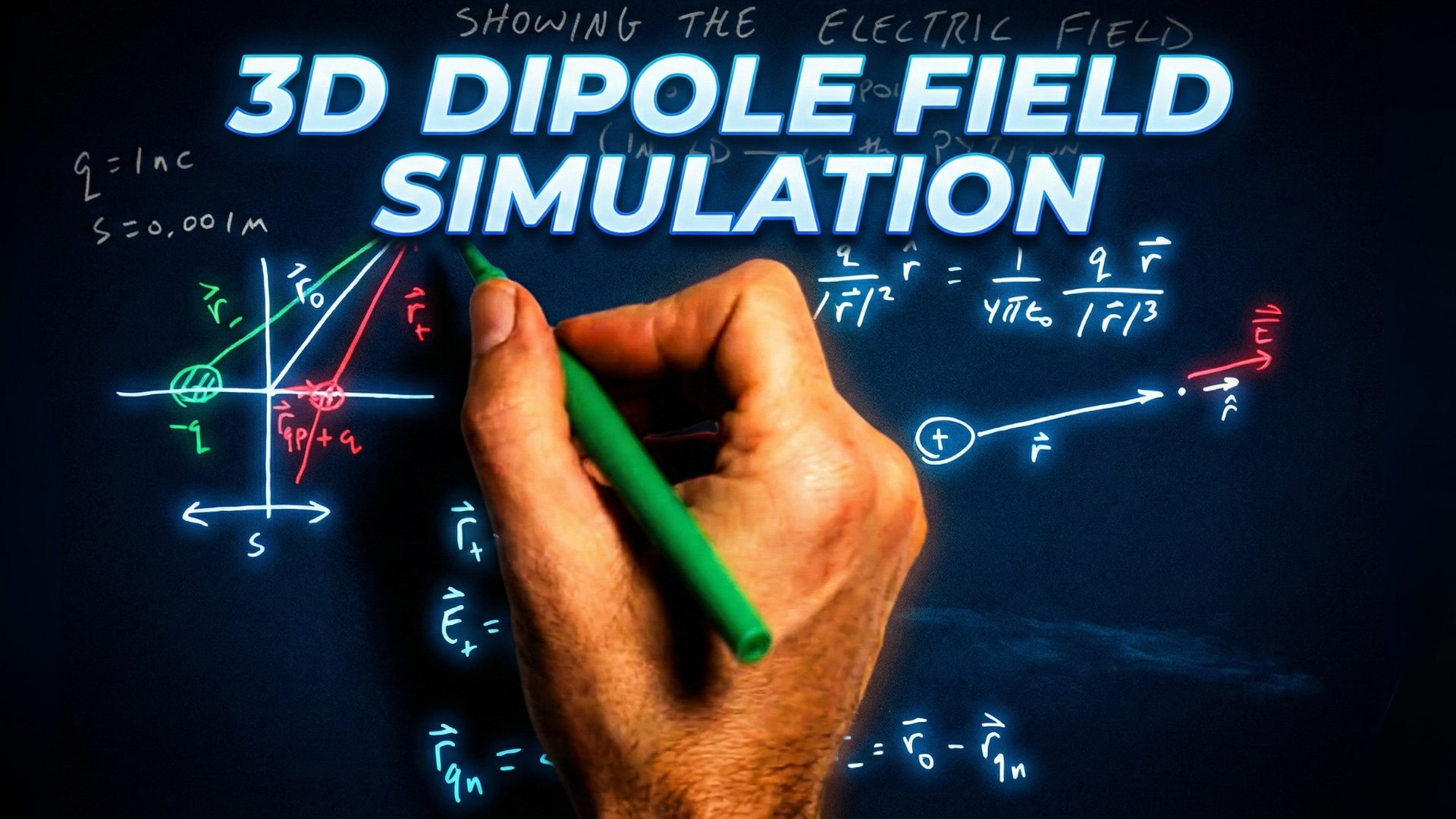 GlowScript VPython tutorial | Dipole electric field simulation