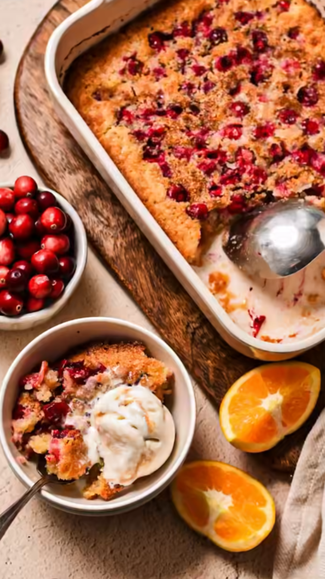 This cornmeal orange cranberry cobbler is pure comfort