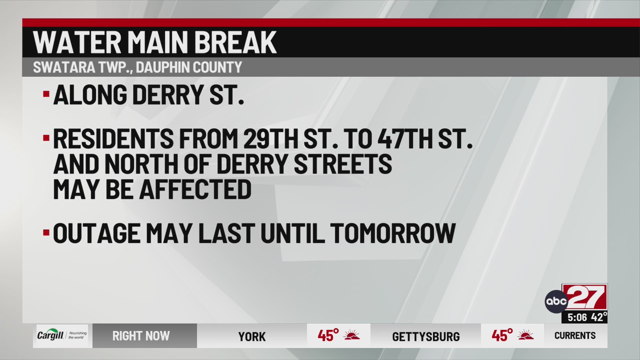 Veolia Water on scene of water main break in Dauphin County