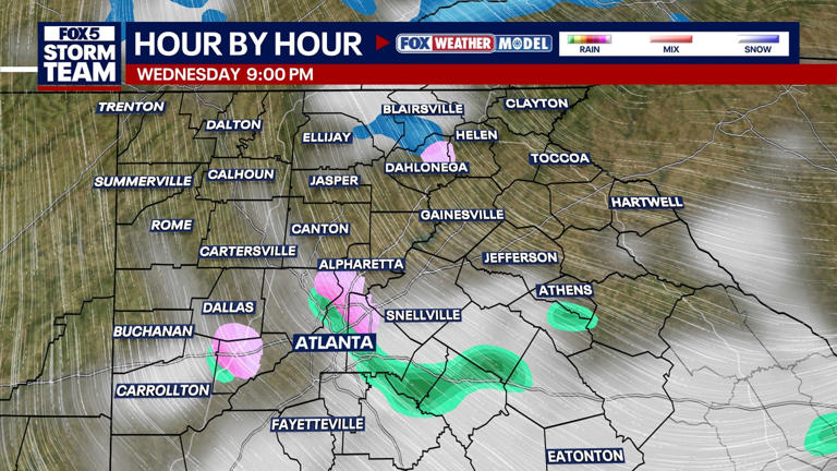 Snow in North Georgia: Arrival timing, accumulation, and sub-zero wind ...
