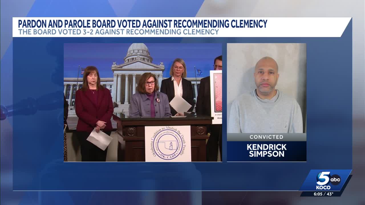 Oklahoma board denies clemency for death row inmate Kendrick Simpson