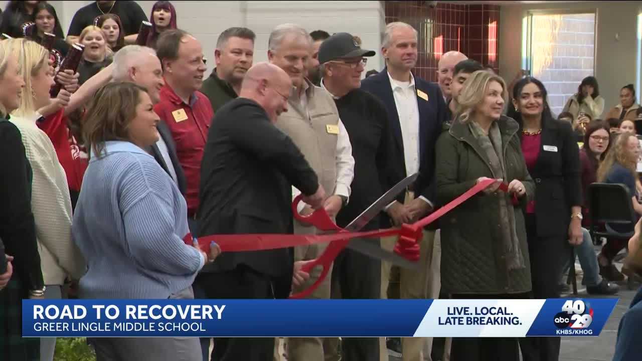 Greer Lingle celebrates a newly renovated school after tornado damage ...