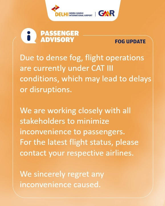 Thick fog blankets Delhi-NCR, reduces visibility, airport warns of ...