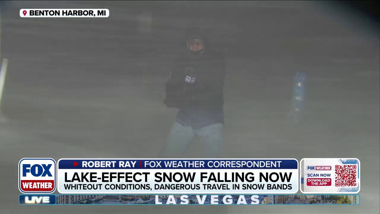 Lake-effect snow creating zero visibility along Lake Michigan