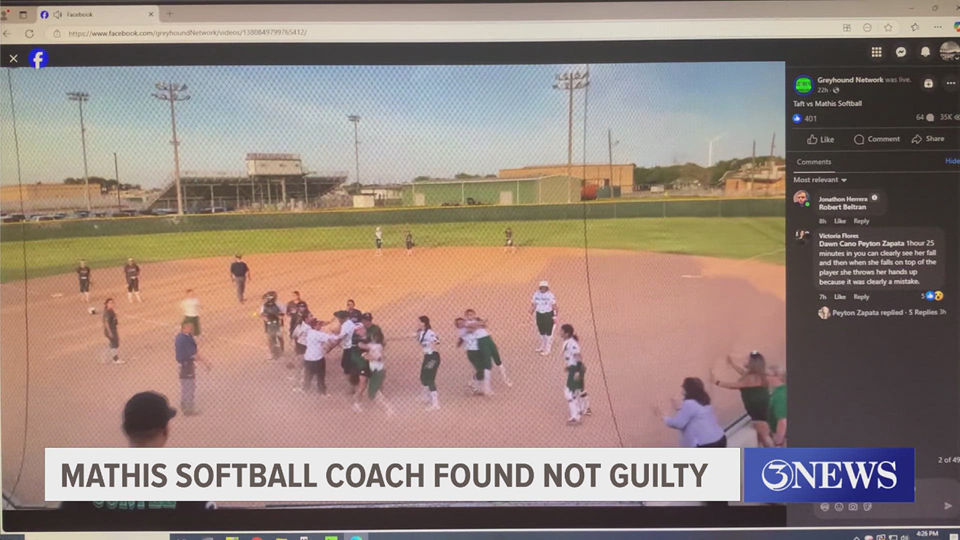 Mathis softball coach found not guilty