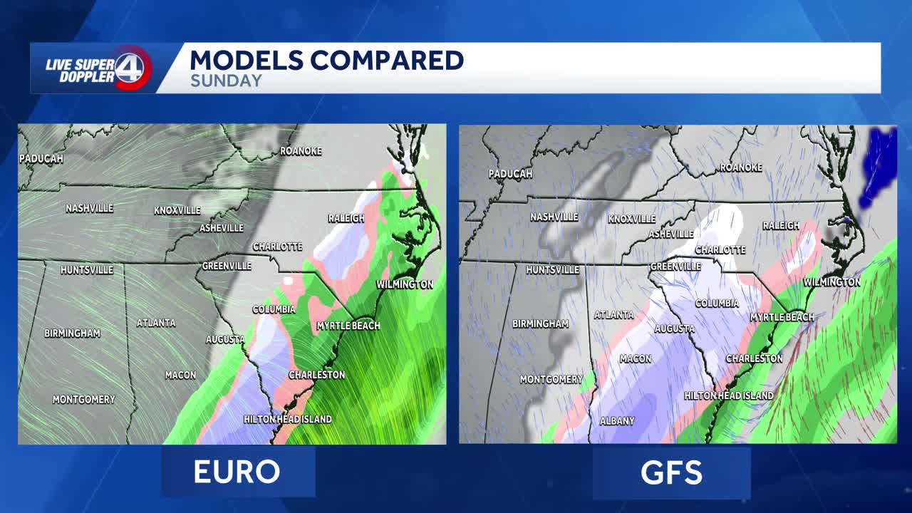 Models indicate potential for snow; coastal snow more likely