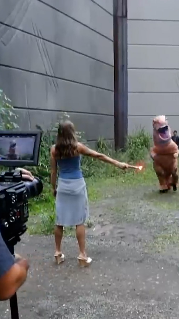 Dinosaur movie moments recreated on a small budget
