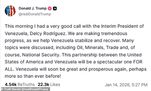 Donald Trump brags about 'very good call' with 'terrific' Venezuelan ...