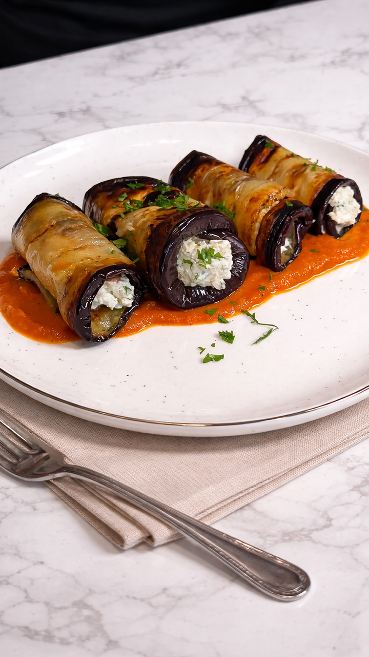 What's in these creamy vegan eggplant rolls?