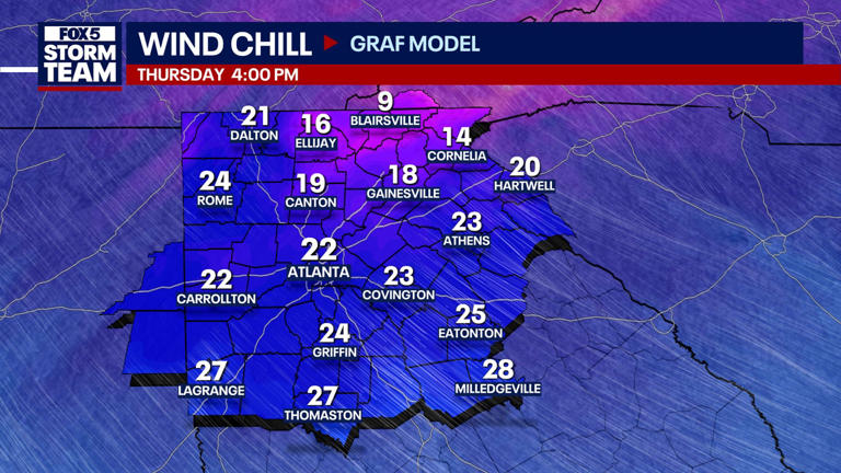 Snow in North Georgia: Arrival timing, accumulation, and sub-zero wind ...