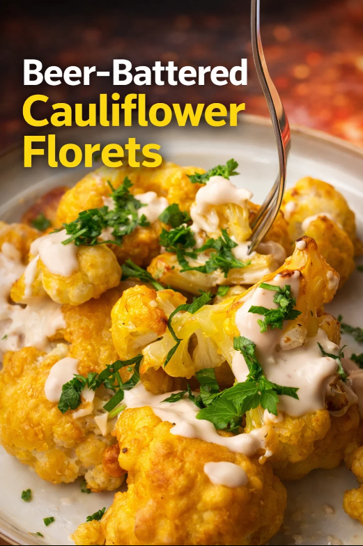 Beer-battered cauliflower florets recipe