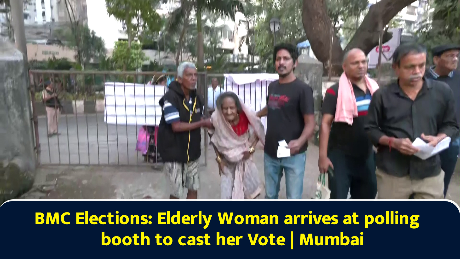 BMC elections: Elderly woman arrives at polling booth to cast her vote ...