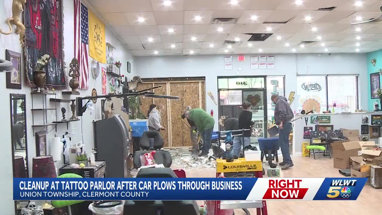 Clermont County tattoo parlor recovering after car plows through business