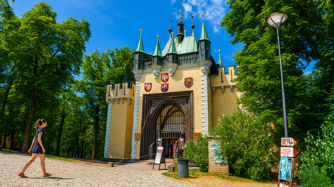 A fairytale gate inside Petrin Park Prague
