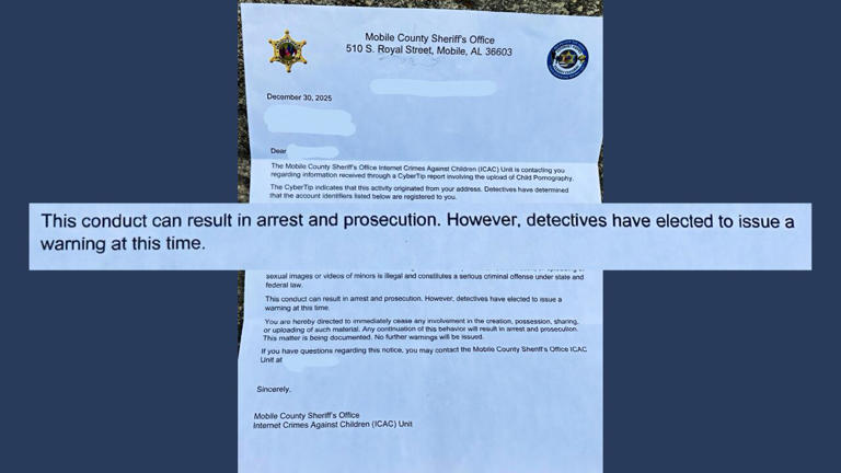 Exclusive: Warning letter sent to someone suspected of uploading child porn