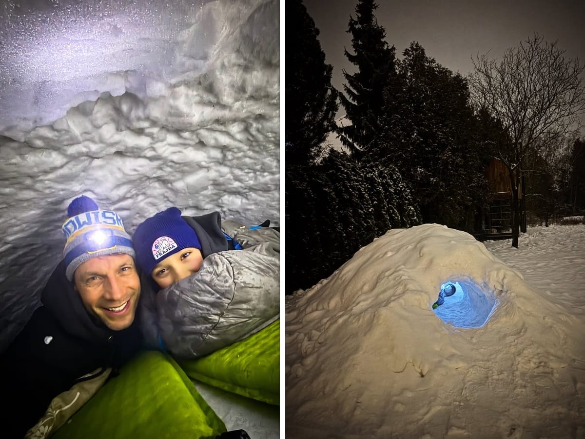 Tomasz Wolny spędził z synem noc w igloo. Sami je wybudowali. WIDEO i ...