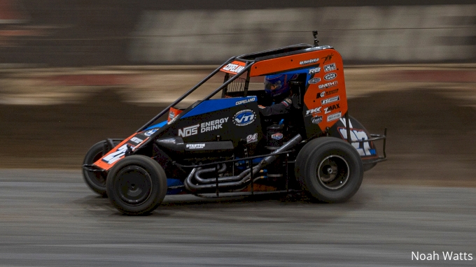 Colby Copeland reacts after podium finish Wednesday at the Chili Bowl