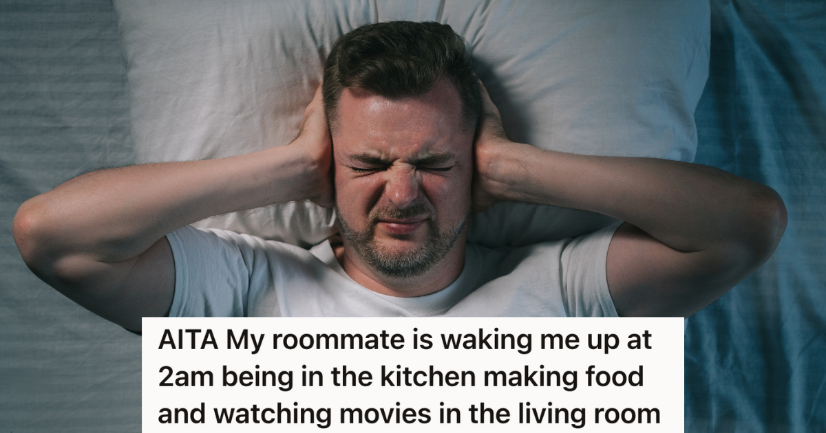 Man is annoyed that his roommate is noisy in the middle of the night ...