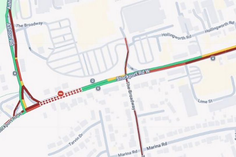 Heavy traffic and delays in Stockport after three-vehicle crash on busy ...