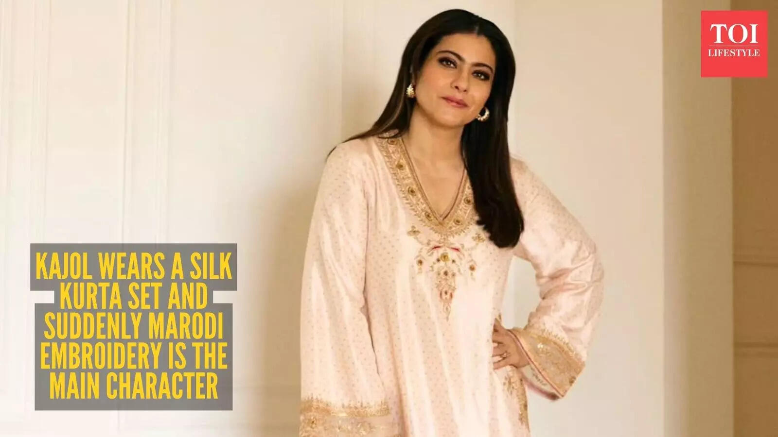 Kajol’s silk kurta set puts Marodi embroidery back in the spotlight ...