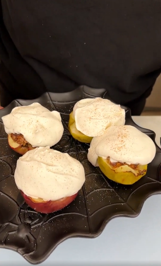 Air fryer baked apples stuffed with cinnamon sweet filling