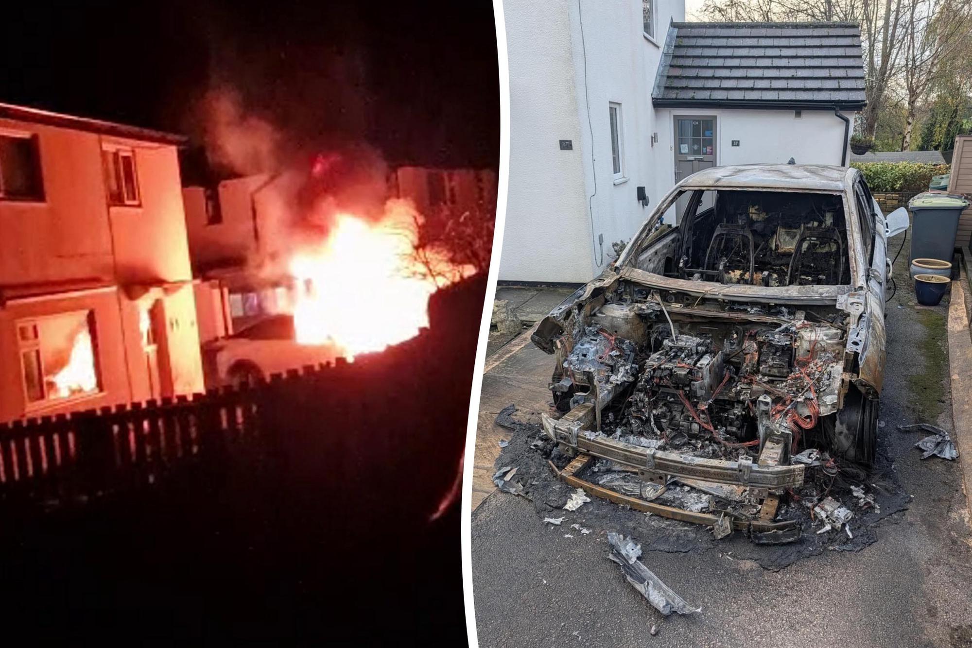 Firefighters issue advice after electric vehicle burst into flames on ...