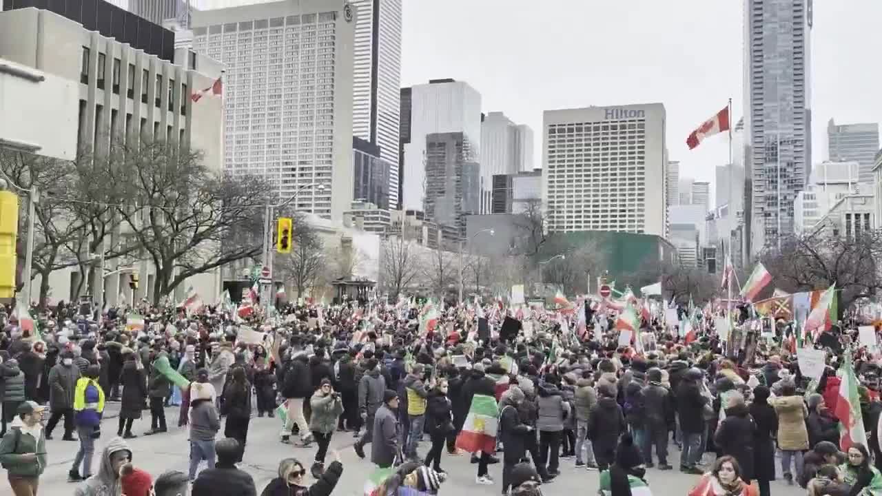 Iranian Canadians rally outside US consulate in Toronto, Canada