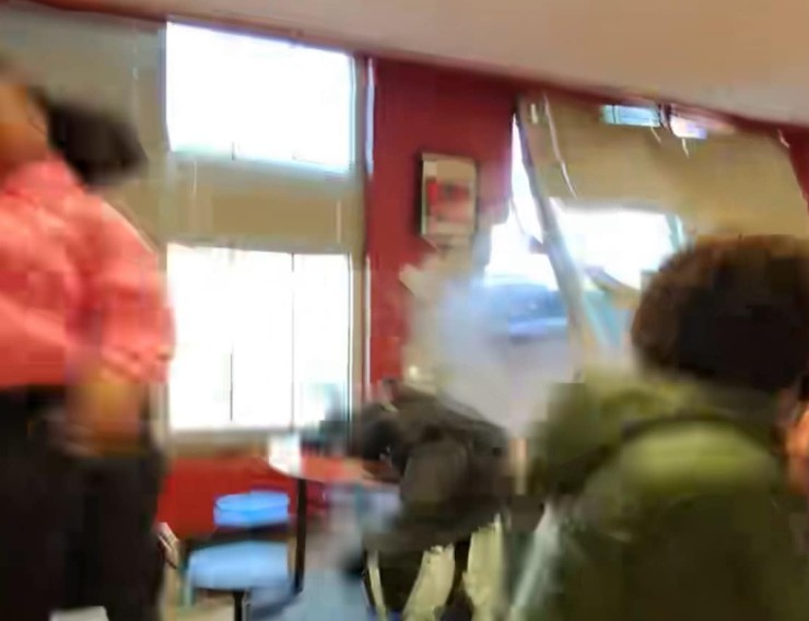 Student captures moment car hit cafeteria with kids inside