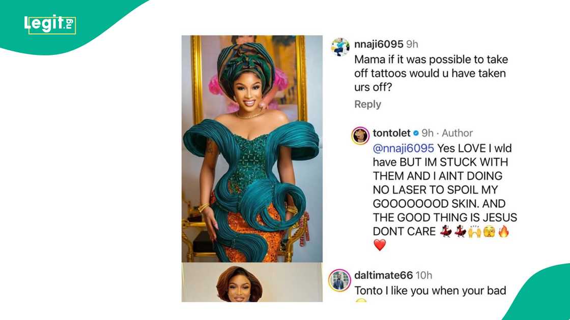 Tonto Dikeh explains why she won’t remove tattoos after Christian rebirth