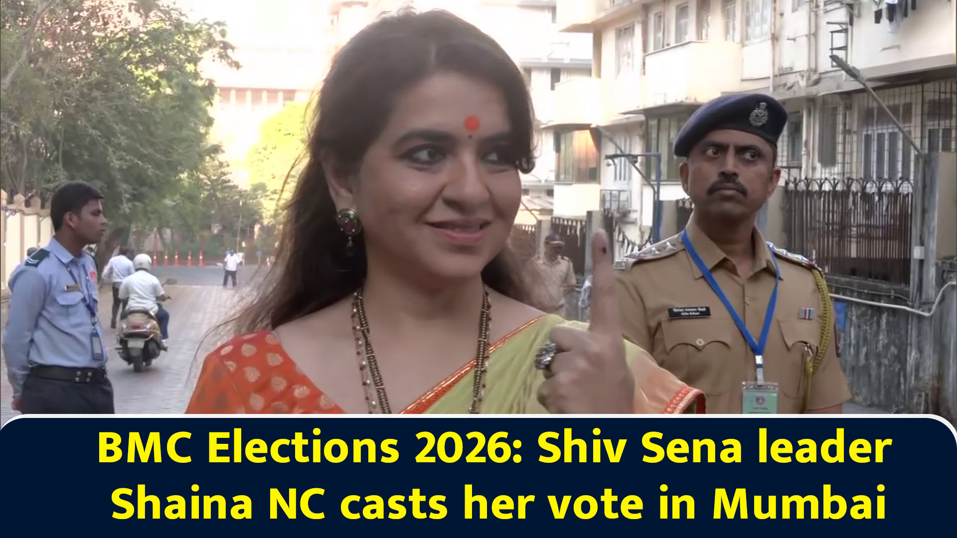 BMC elections 2026: Shiv Sena leader Shaina NC casts her vote in Mumbai
