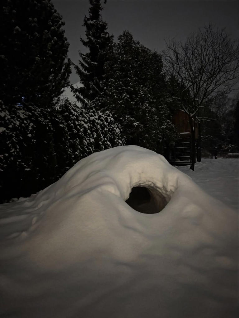 Tomasz Wolny spędził z synem noc w igloo. Sami je wybudowali. WIDEO i ...