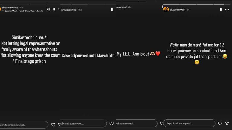 Sammy West, Regina Daniels’ brother, shares arrest ordeal and Ann’s release