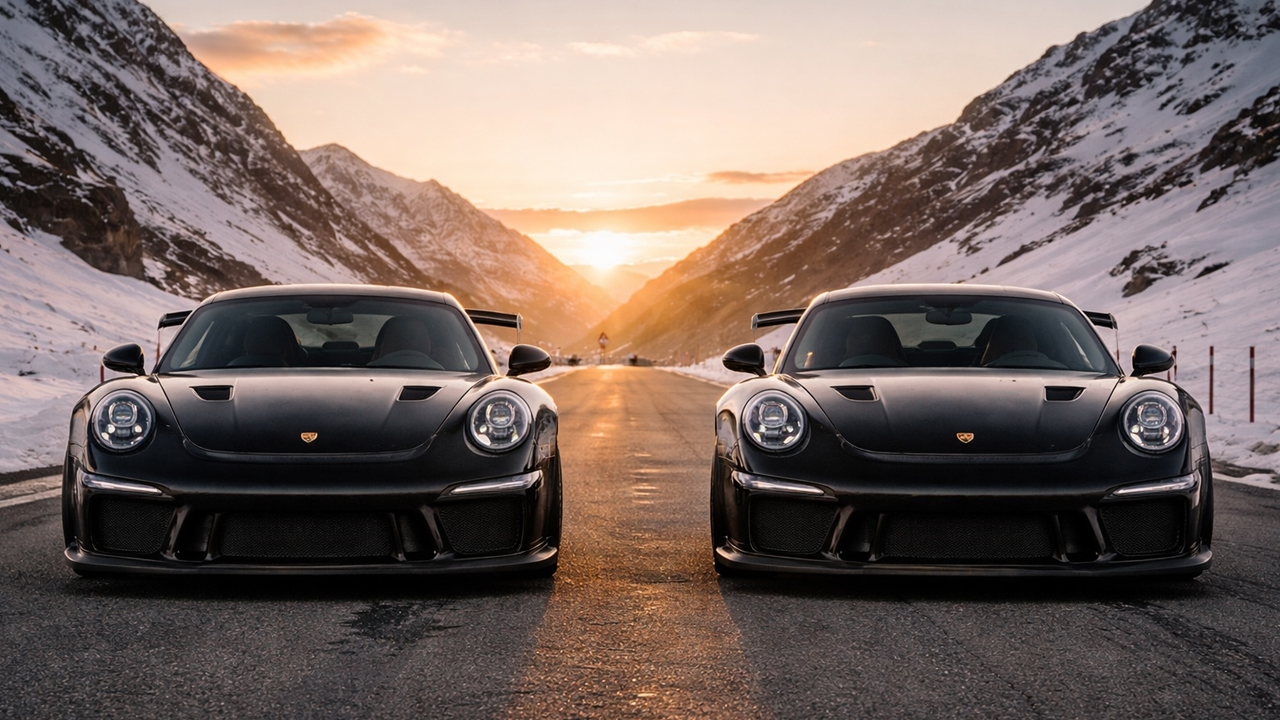 Porsche GT3 RS tandem drive in the mountains