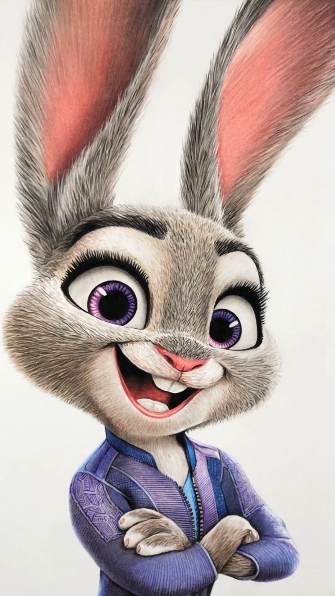 Judy Hopps drawing time-lapse: Colored pencil art from Zootopia 2