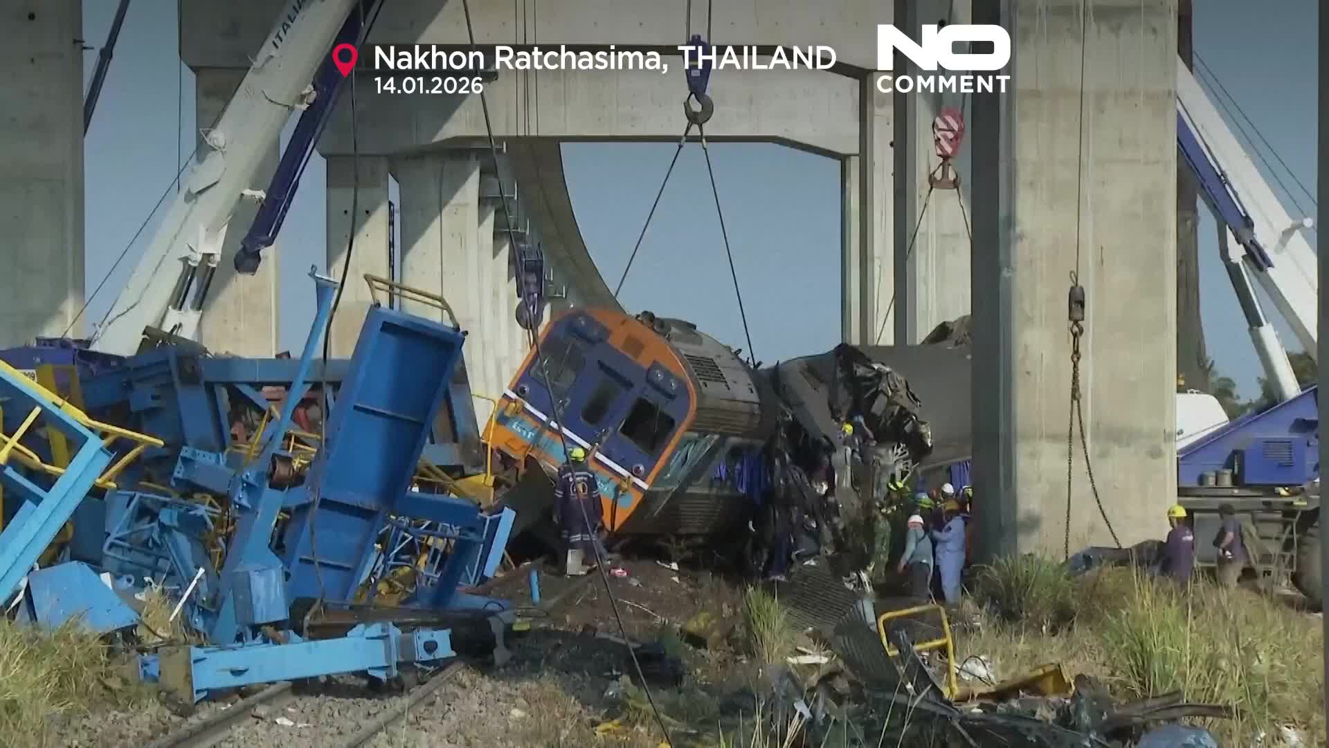 Crane falls on train in Thailand, killing at least 30 and injuring ...