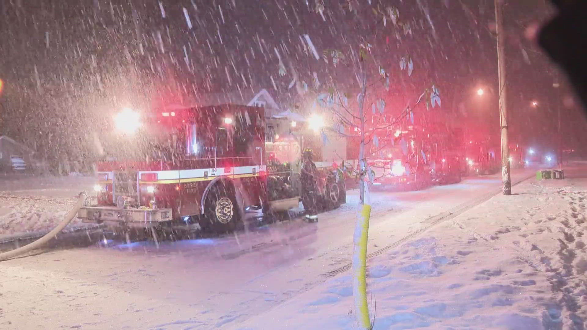 Firefighters in Berea respond to fire amid heavy snow