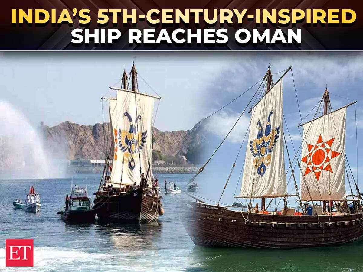 INSV Kaundinya, a 5th-century-inspired stitched sail ship, completes ...