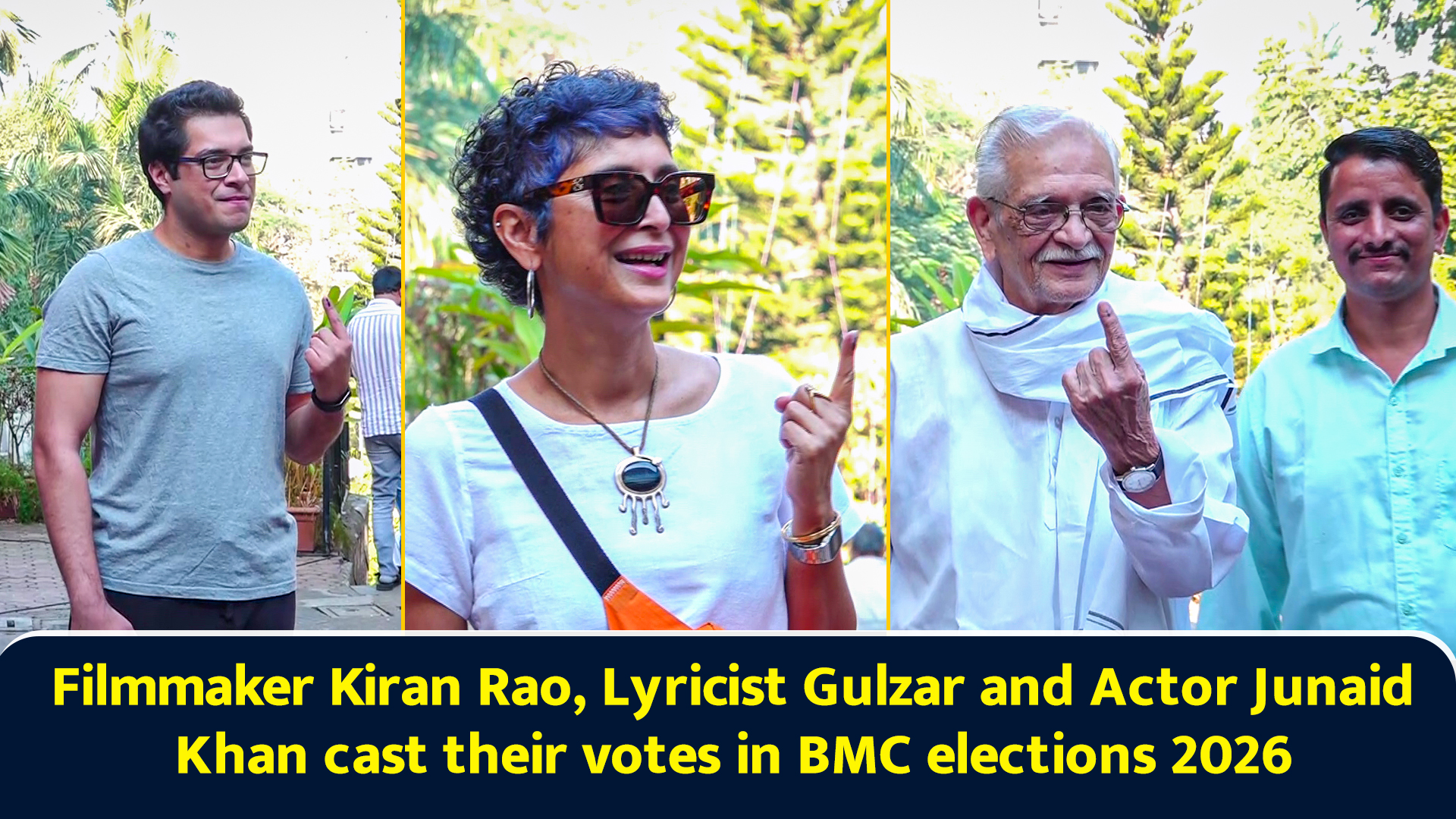 Filmmaker Kiran Rao, lyricist Gulzar and actor Junaid Khan cast their ...
